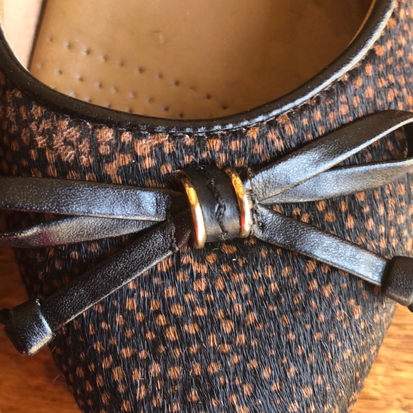 Clarks | Shoes | Clarks Animal Print Ballet Flats W Bow | Poshmark